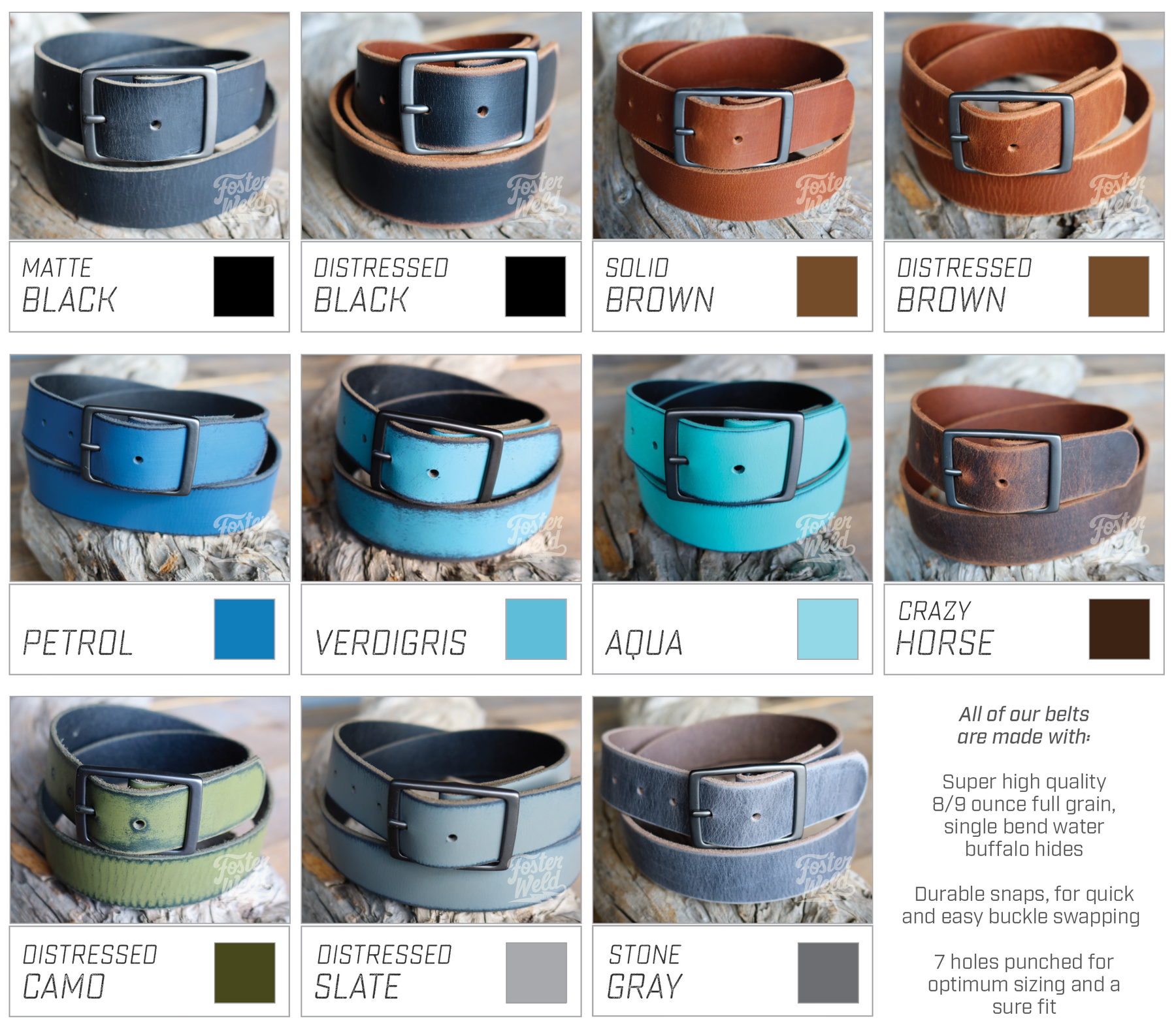 DISTRESSED PETROL LEATHER BELT – FosterWeld