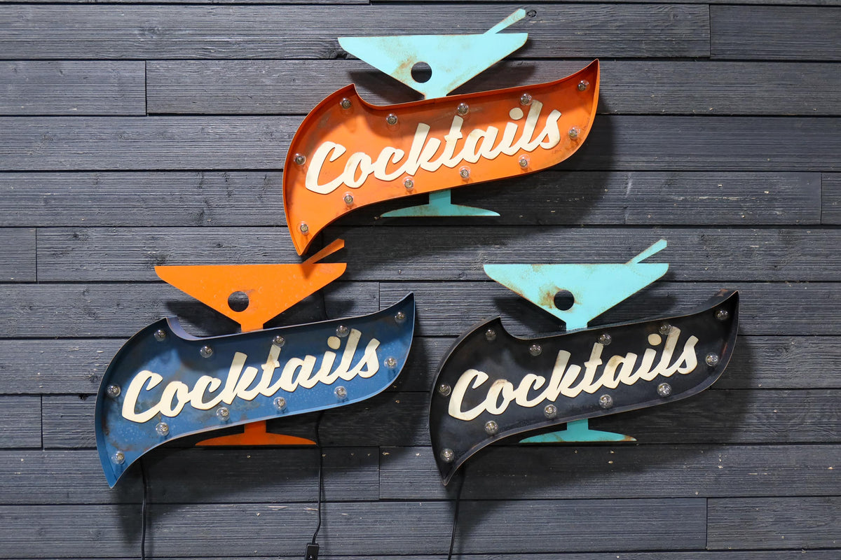 VINTAGE COCKTAILS SIGN - with martini glass – FosterWeld